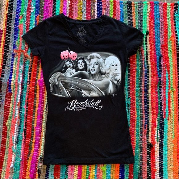 dg angels | Tops | Dga David Gonzales Art Signaturebombshell Tee | Poshmark